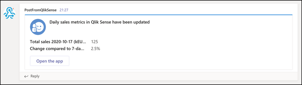Post messages to Microsoft Teams from Qlik Sense