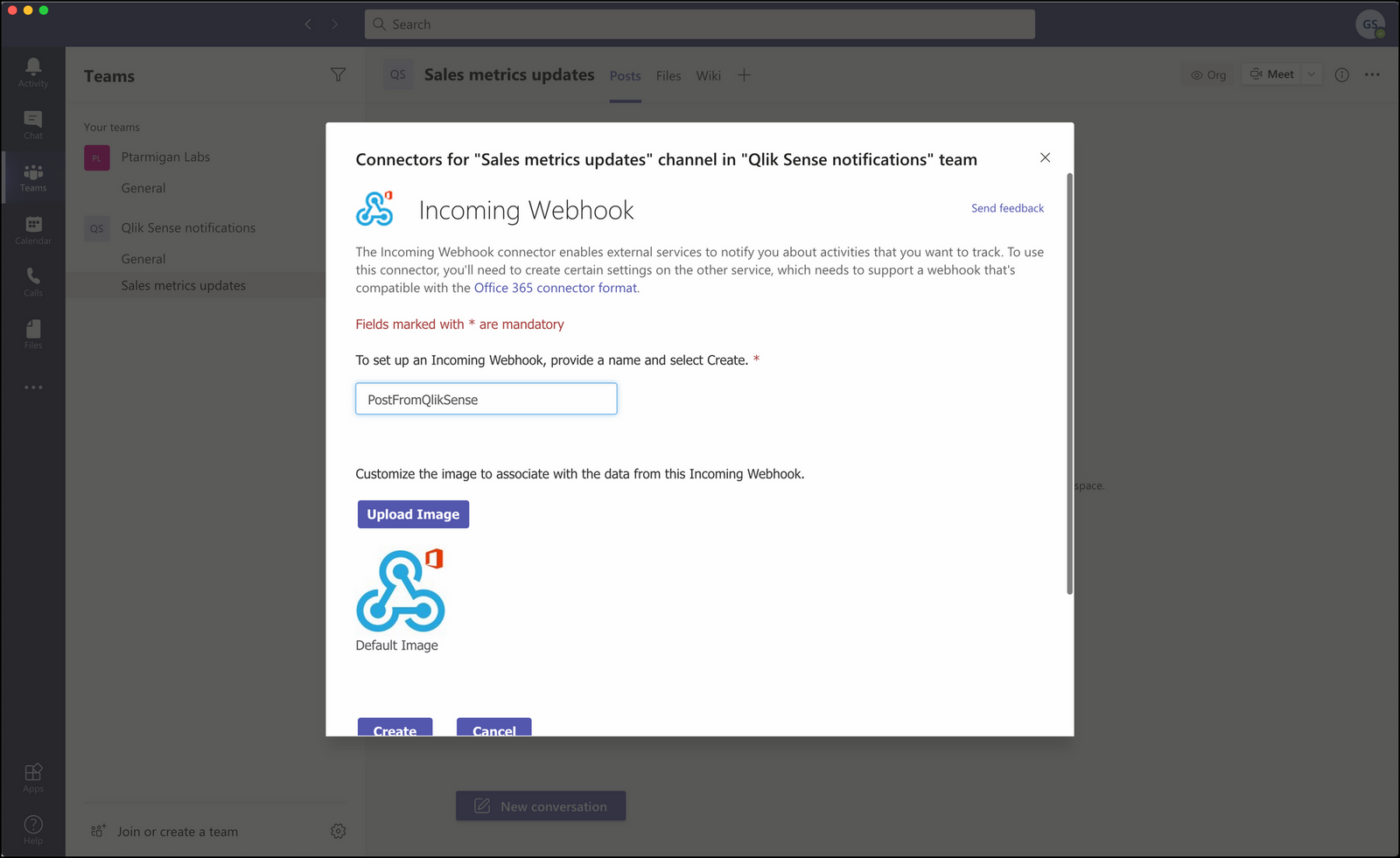 Post messages to Microsoft Teams from Qlik Sense