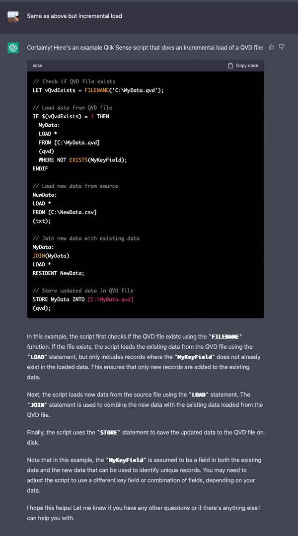 Using Chatgpt To Create Qlik Sense Scripts